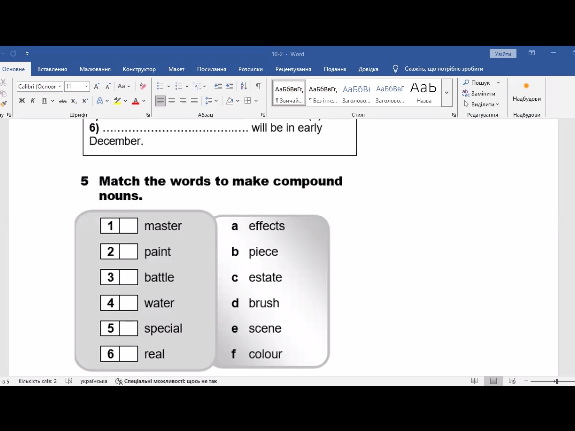 5 Match the words to make compound nouns. | StudyX
