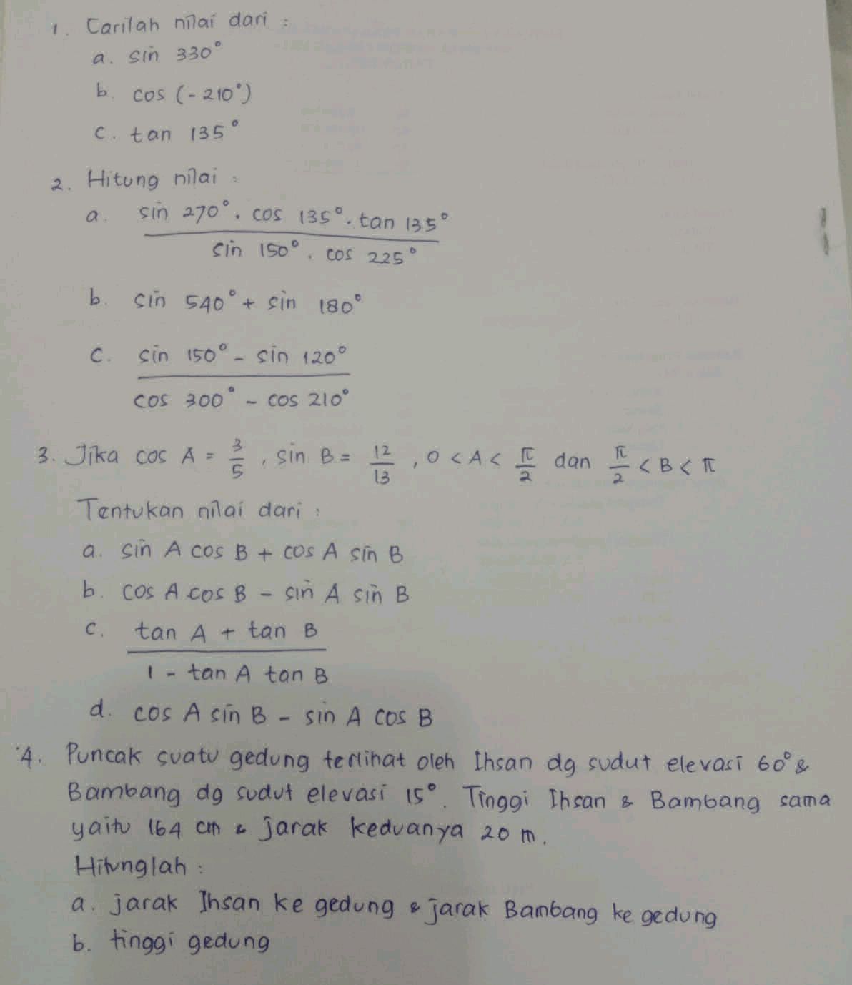 1. Carilah nilai dari: a. $ 330^ $ b. $ | StudyX