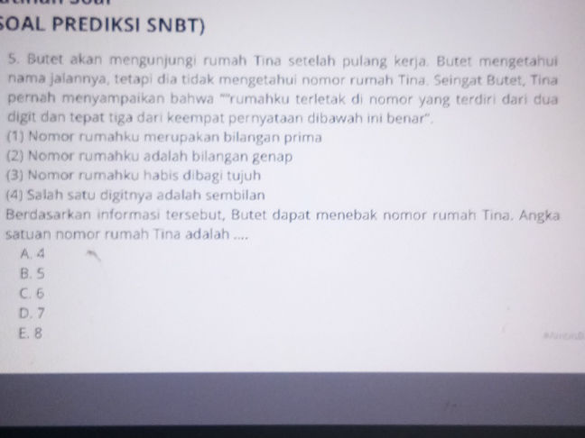 5. Butet akan mengunjungi rumah Tina setelah | StudyX