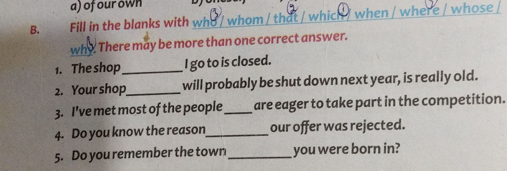 B. Fill in the blanks with who / whom / that | StudyX