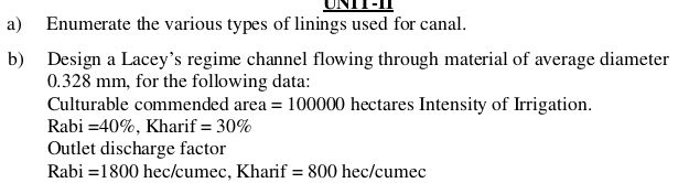 a) Enumerate the various types of linings | StudyX