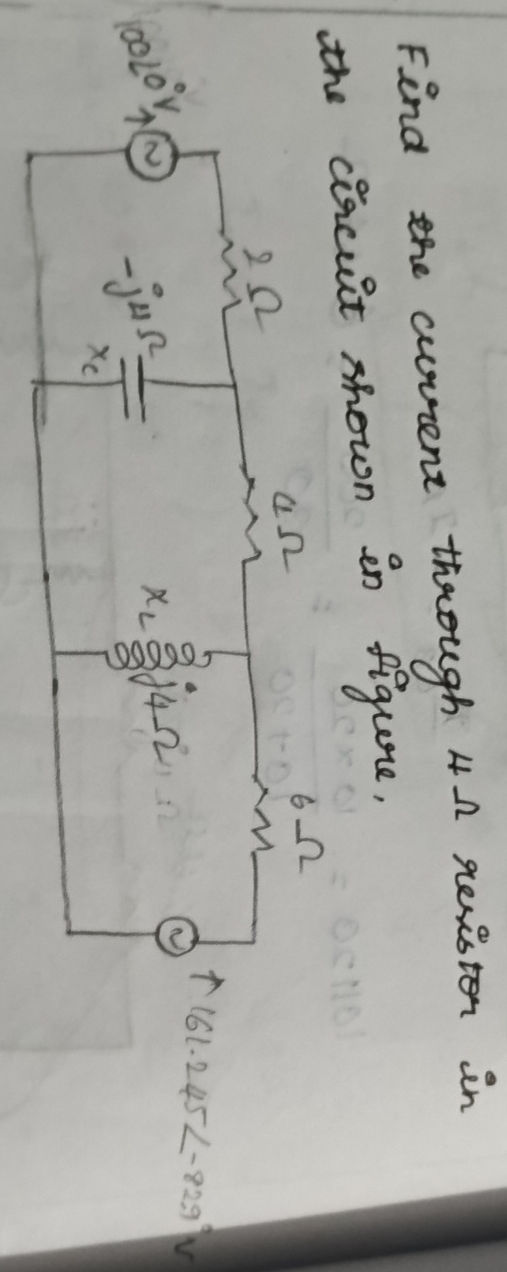 Find the current through 4 $ $ resistor in | StudyX