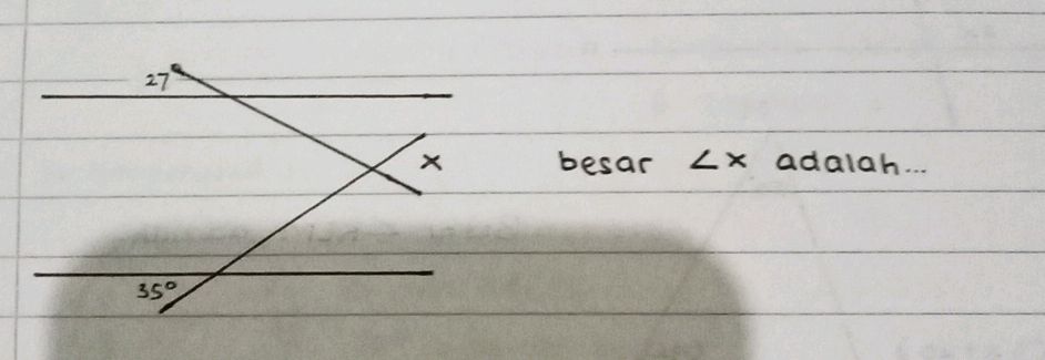 besar ∠x adalah... Diagram with two | StudyX