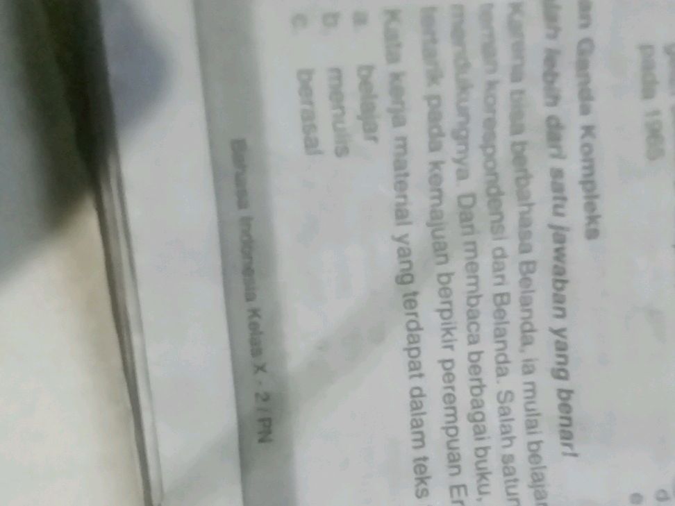 Kata kerja material yang terdapat dalam teks | StudyX