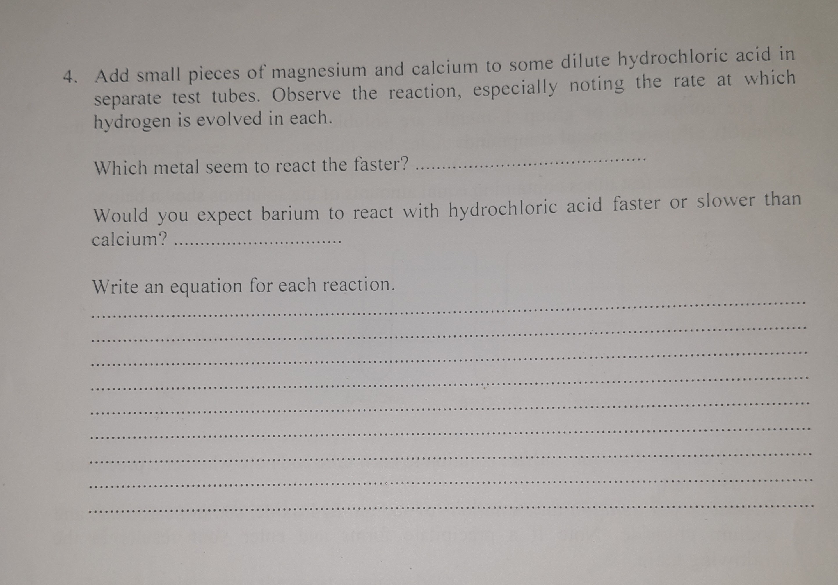 4. Add small pieces of magnesium and calcium | StudyX