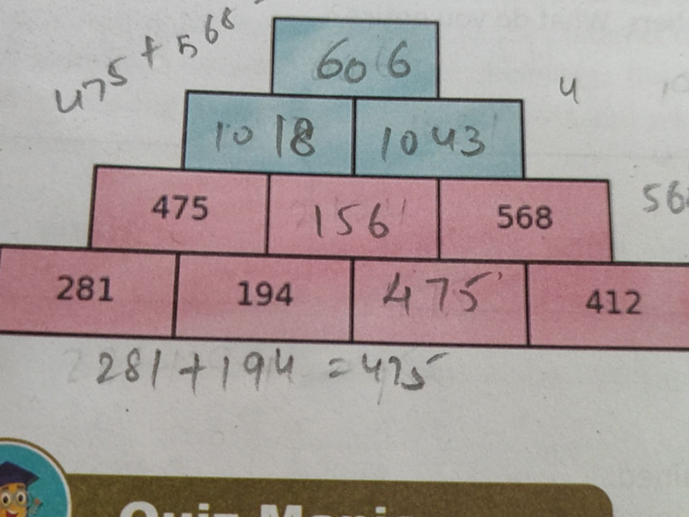 The image shows a pyramid of numbers. The | StudyX