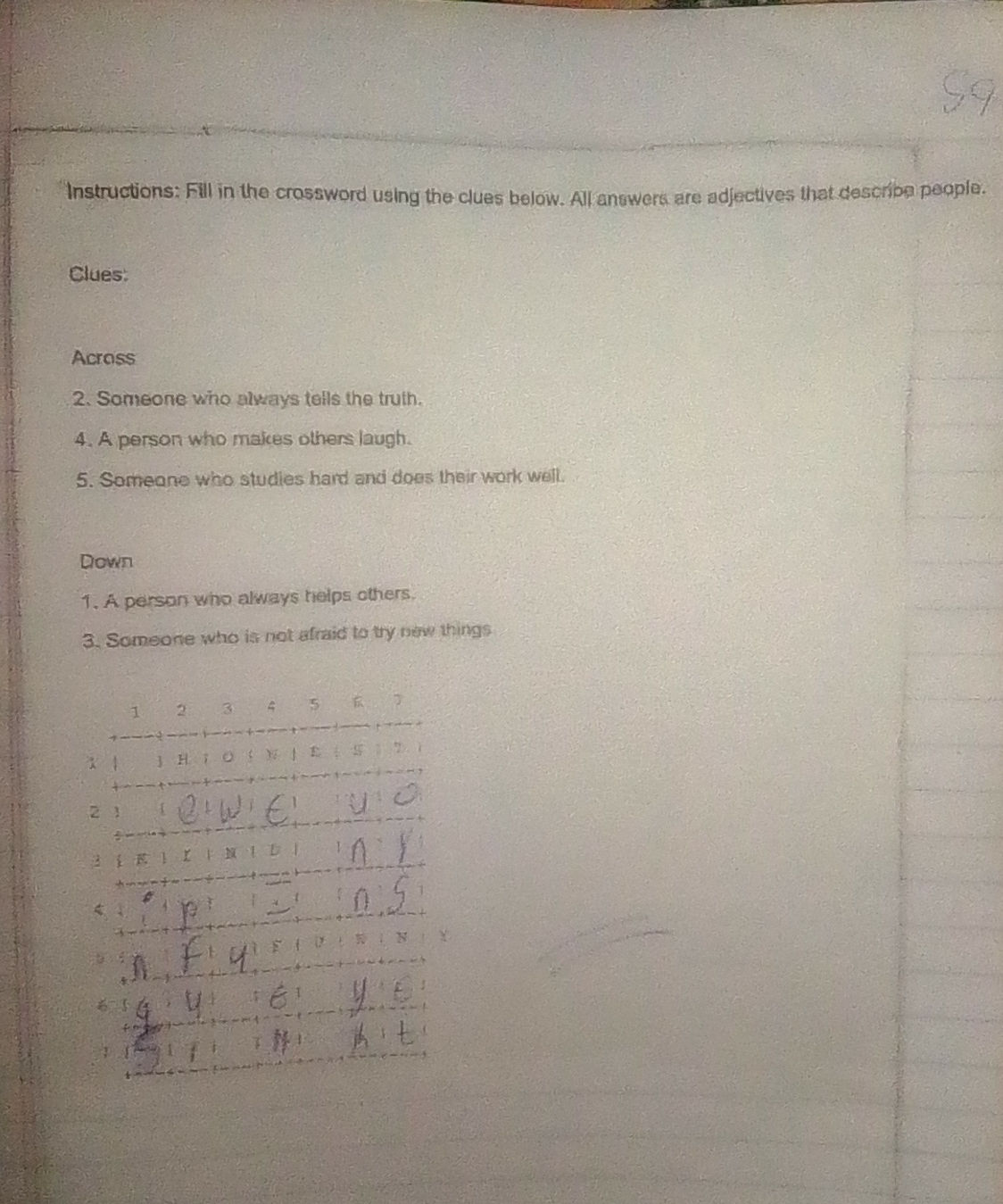 Instructions: Fill in the crossword using | StudyX