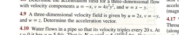 4.6 Determine the acceleration field for a | StudyX
