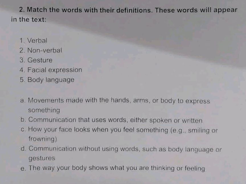 2. Match the words with their definitions. | StudyX