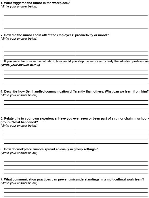 1. What triggered the rumor in the | StudyX