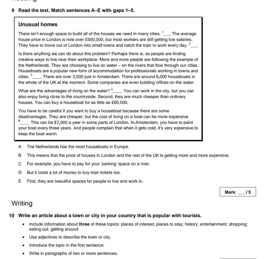 9 Read the text. Match sentences A-E with | StudyX