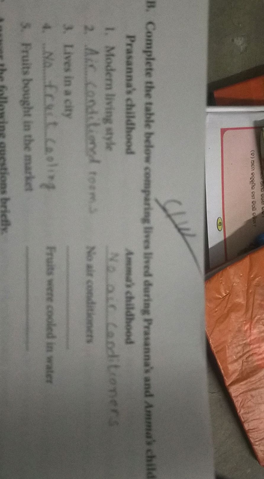 B. Complete the table below comparing lives | StudyX