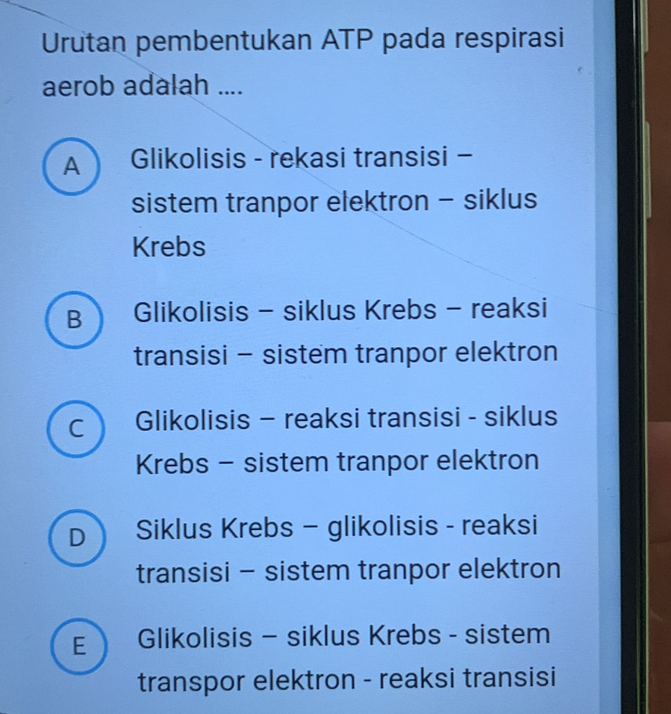Urutan pembentukan ATP pada respirasi aerob | StudyX