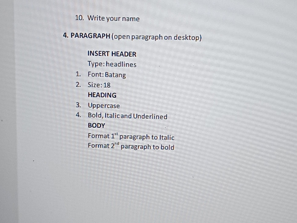 10. Write your name 4. PARAGRAPH (open | StudyX