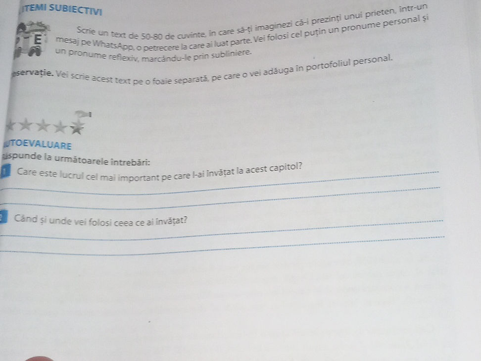 Scrie un text de 50-80 de cuvinte, in care | StudyX