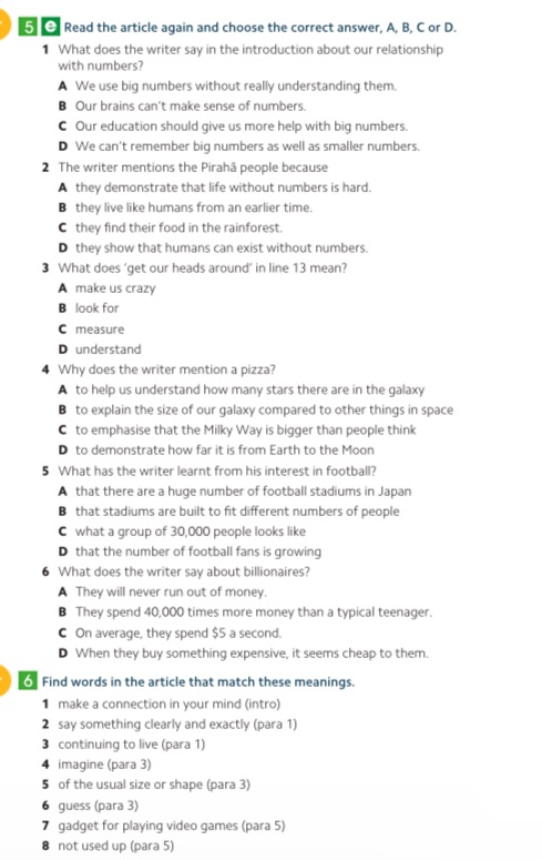 5e Read the article again and choose the | StudyX