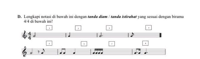 D. Lengkapi notasi di bawah ini dengan tanda | StudyX