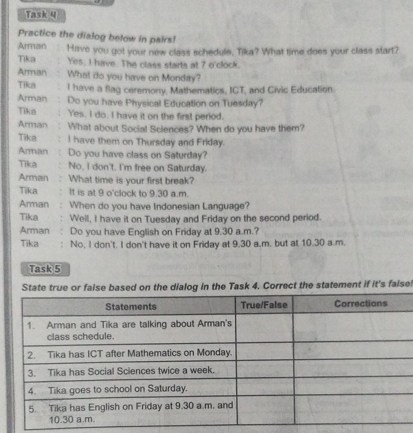 Task 4 Practice the dialog below in pairs! | StudyX
