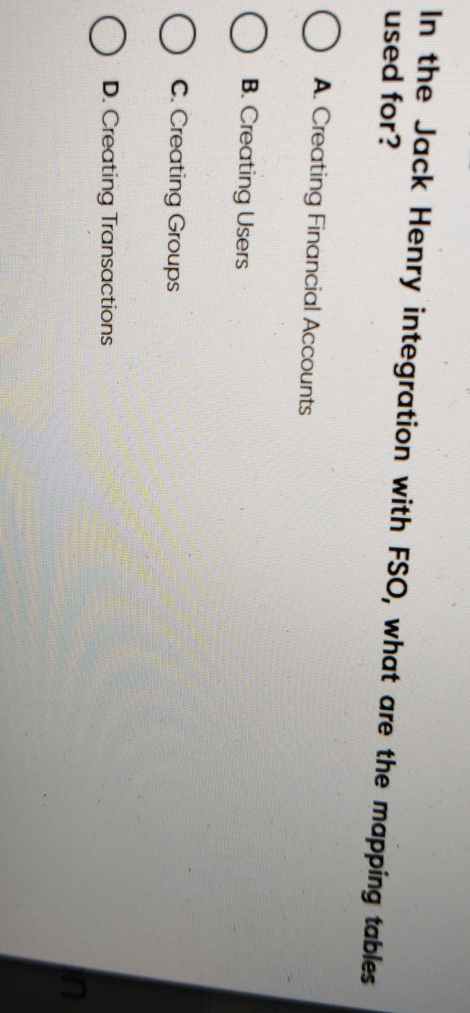 In the Jack Henry integration with FSO, what | StudyX