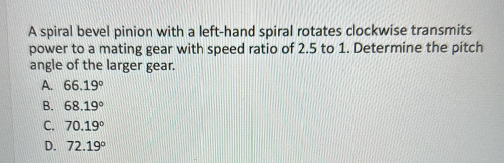 A spiral bevel pinion with a left-hand | StudyX