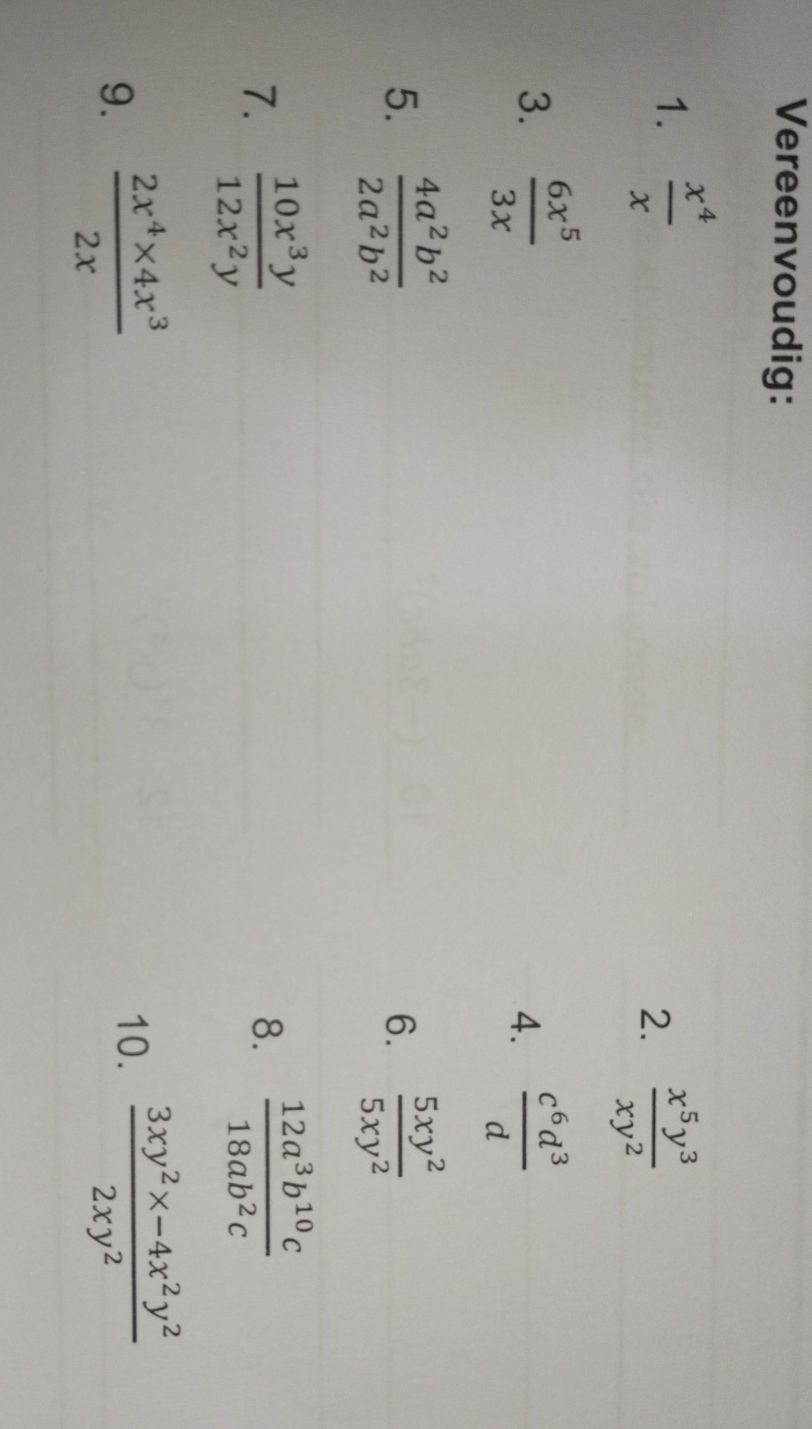 Vereenvoudig: 1. $ {x^4}{x}$ 2. $ | StudyX