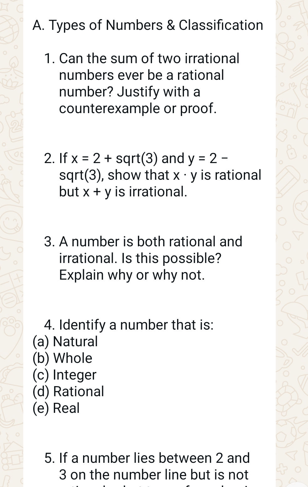 A. Types of Numbers Classification 1. Can | StudyX