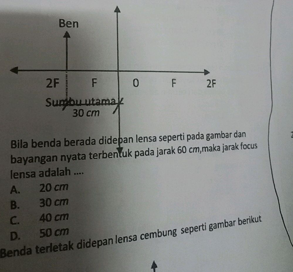 Bila benda berada didepan lensa seperti pada | StudyX