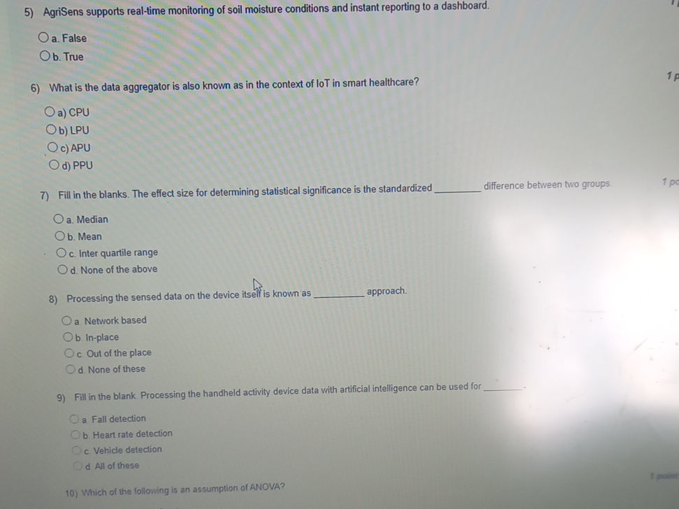 5) AgriSens supports real-time monitoring of | StudyX