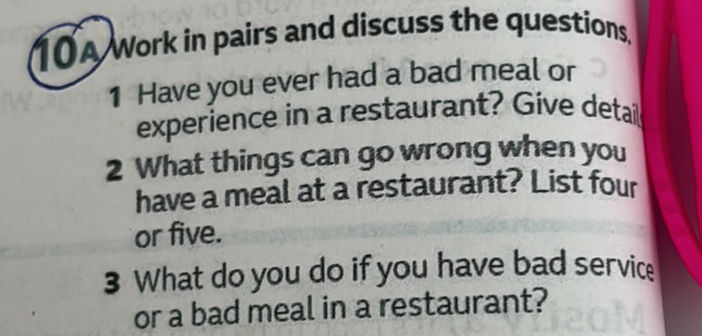 1 Have you ever had a bad meal or experience | StudyX
