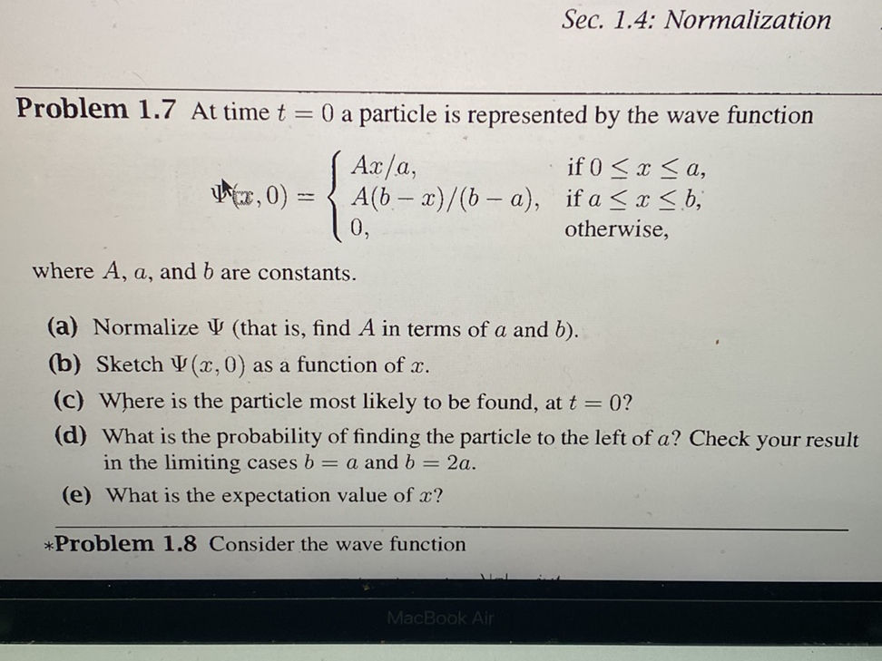 Problem 1.7 At time t = 0 a particle is | StudyX