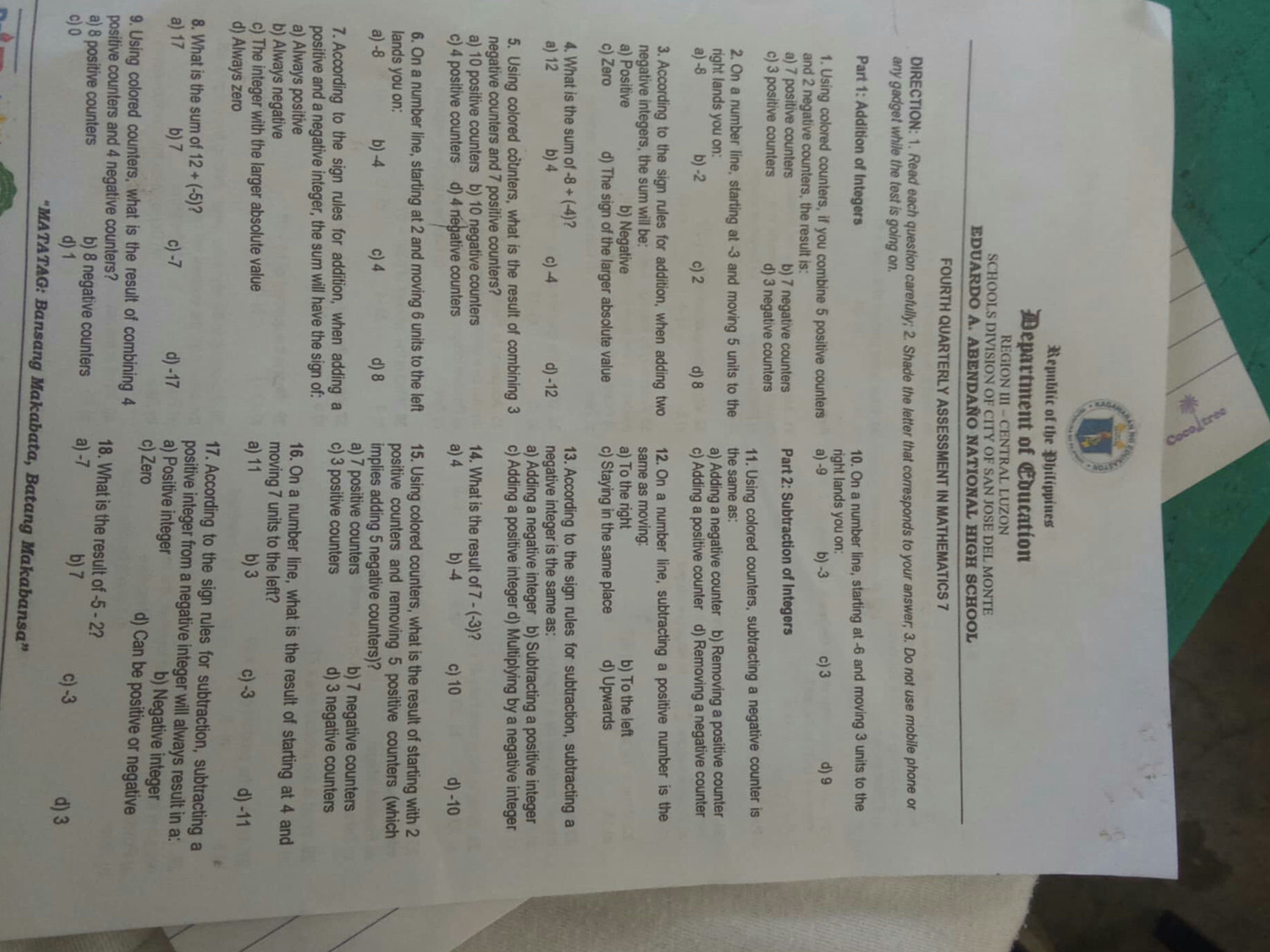 1. Using colored counters, if you combine 5 | StudyX