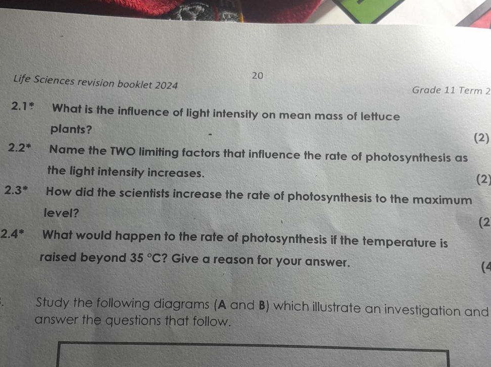 2.1* What is the influence of light | StudyX