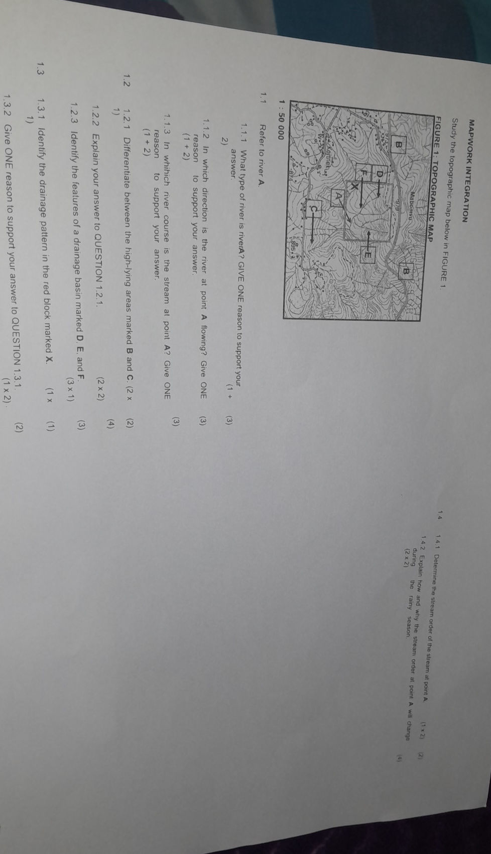 Study the topographic map below in FIGURE 1. | StudyX