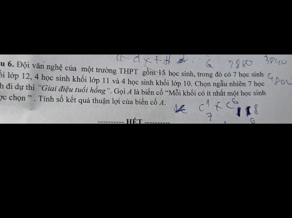 Đội văn nghệ của một trường THPT gồm 15 học | StudyX