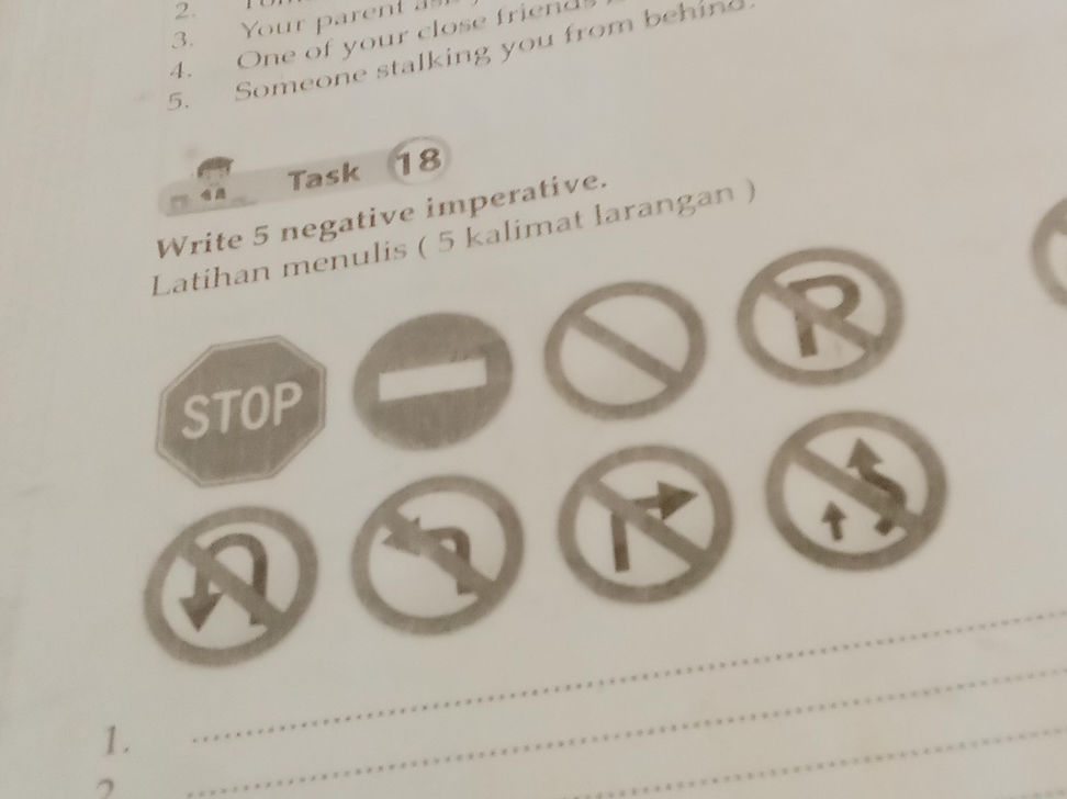 Write 5 negative imperative. Latihan menulis | StudyX