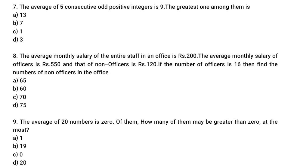 7. The average of 5 consecutive odd positive | StudyX