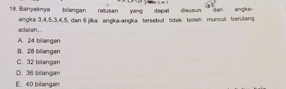 18. Banyaknya bilangan ratusan yang dapat | StudyX