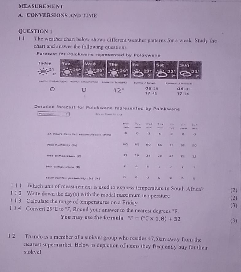 11 The weather chart below shows different | StudyX