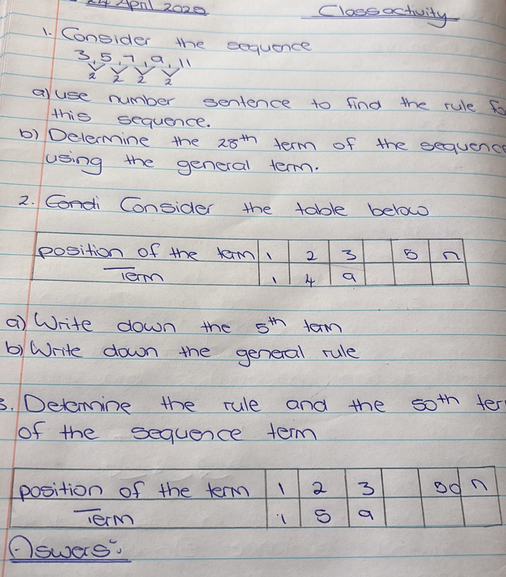 1. Consider the sequence 3, 5, 7, 9, 11 a) | StudyX