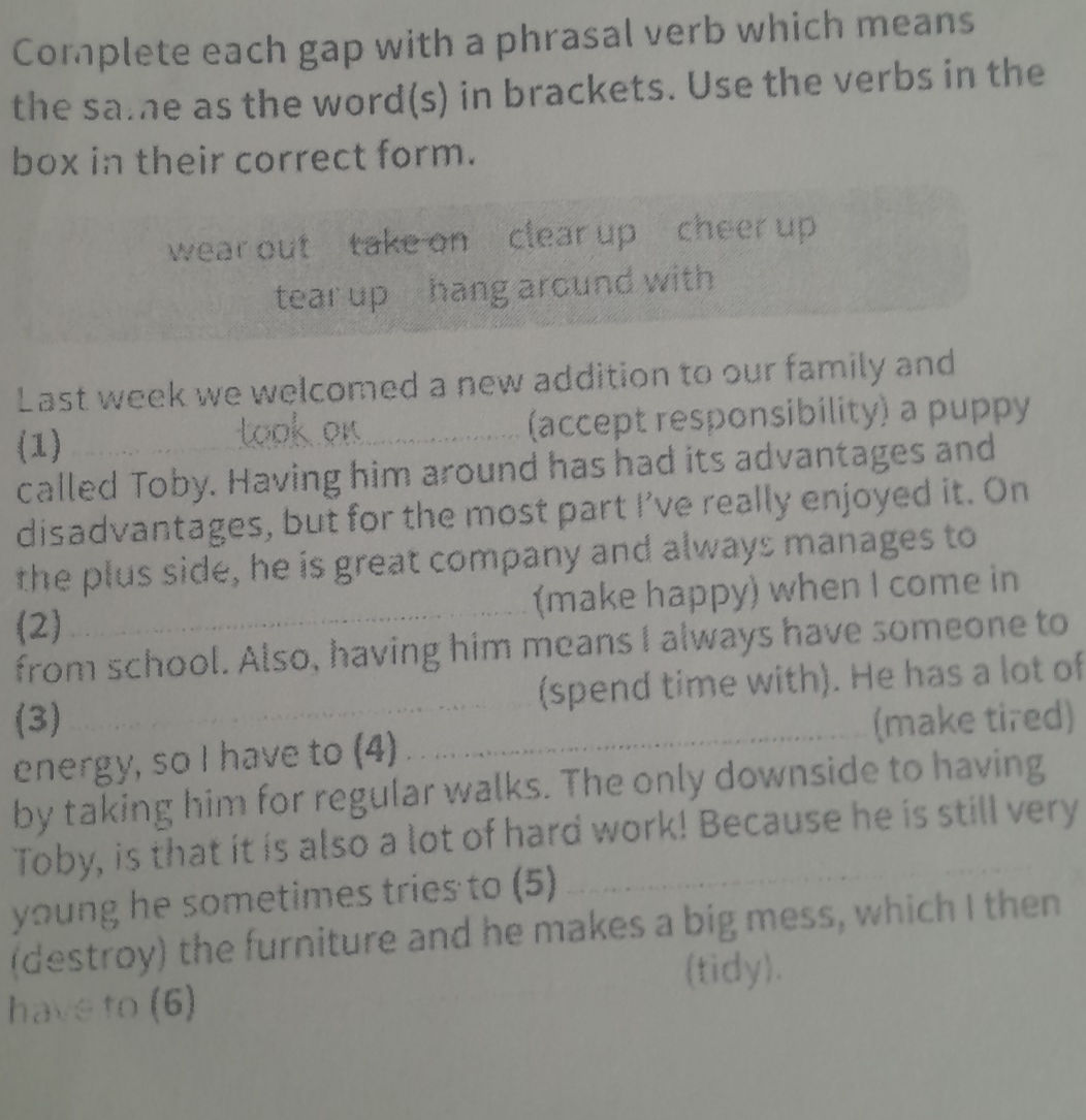 Complete each gap with a phrasal verb which | StudyX