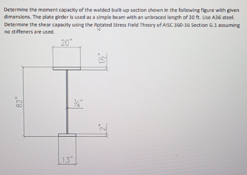 Determine the moment capacity of the welded | StudyX