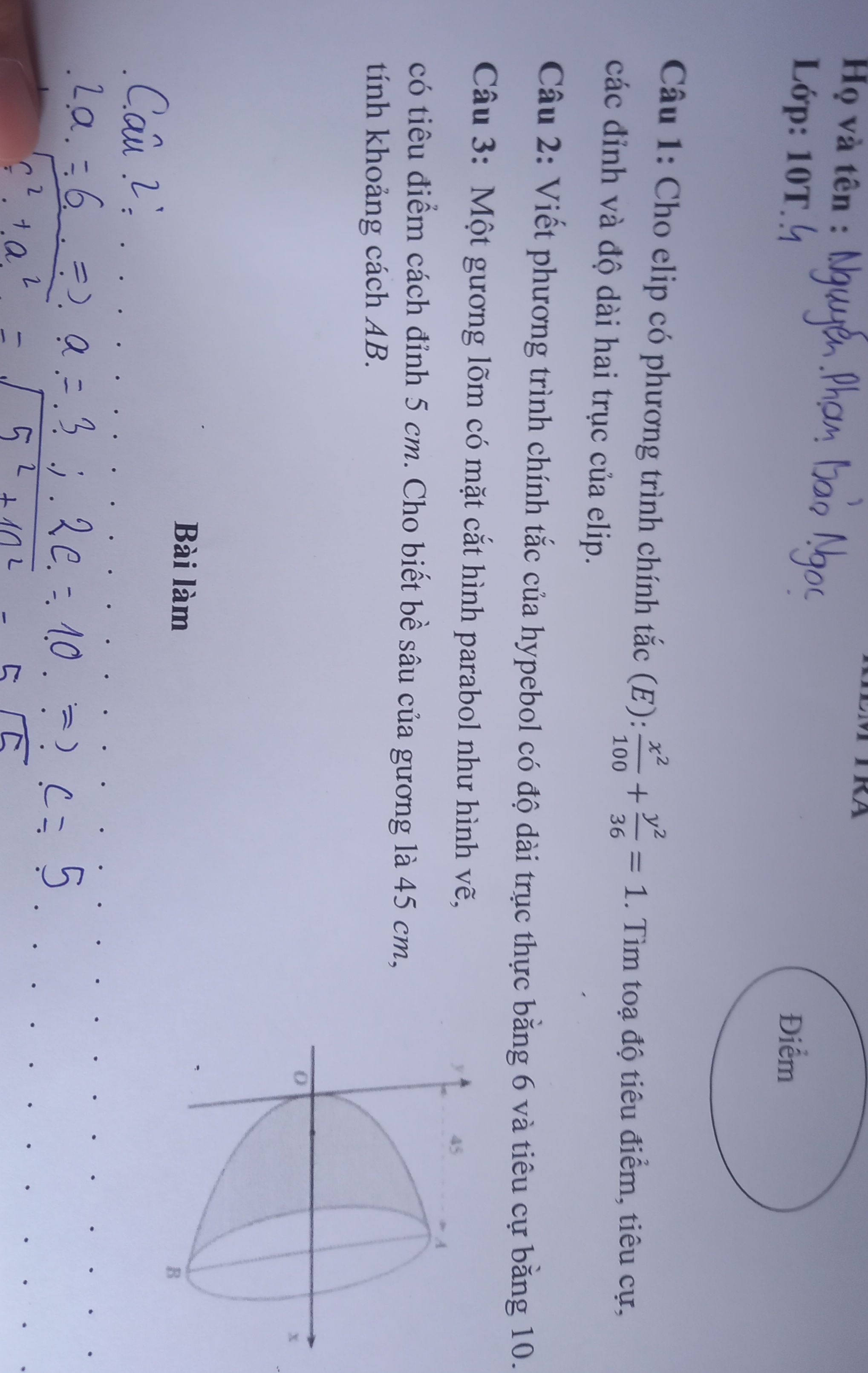 Câu 1: Cho elip có phương trình chính tắc | StudyX