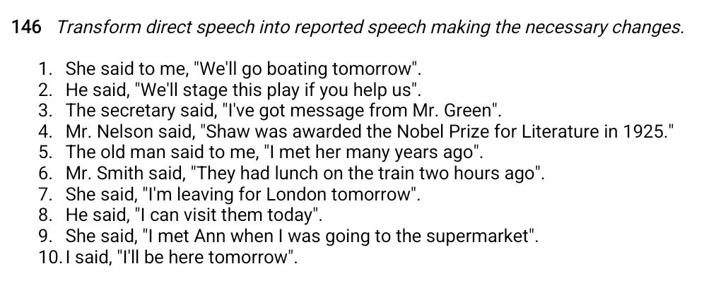 146 Transform direct speech into reported | StudyX