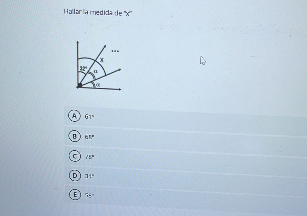 Hallar la medida de "x" (A) 61° (B) 68° (C) | StudyX