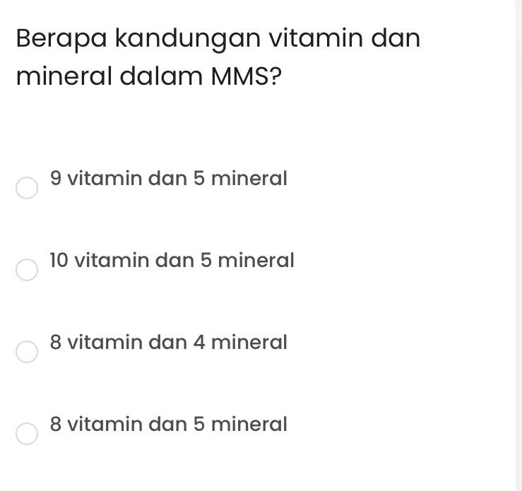 Berapa kandungan vitamin dan mineral dalam | StudyX