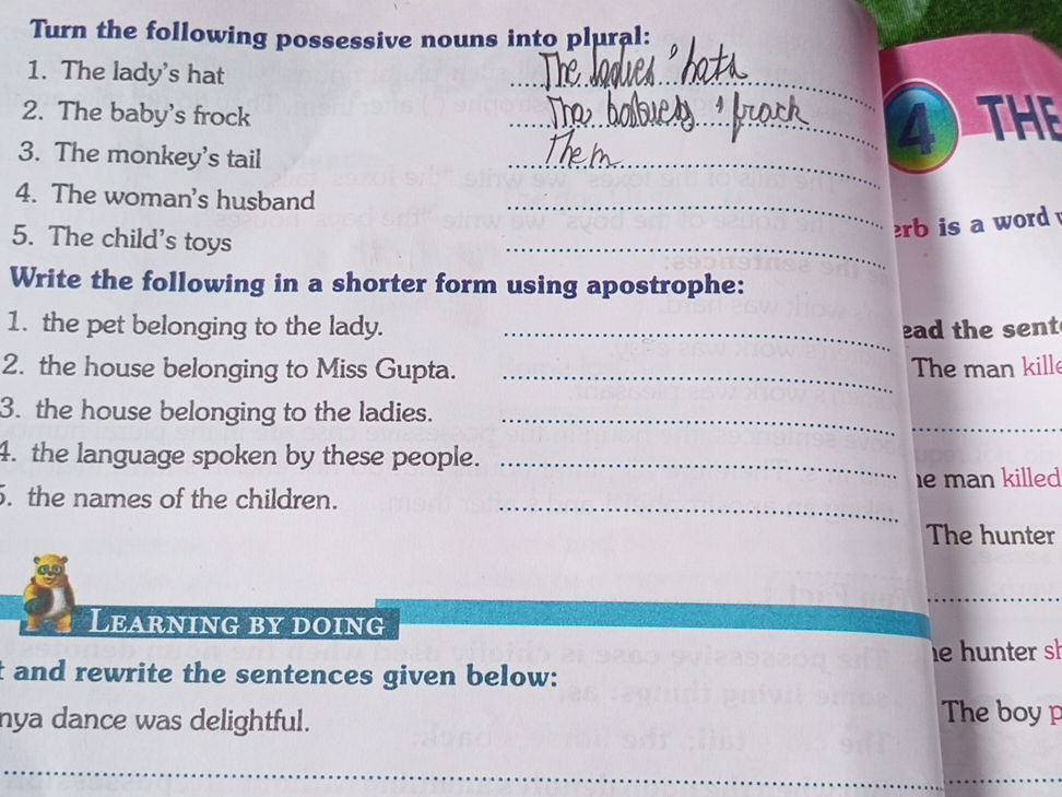 Turn the following possessive nouns into | StudyX