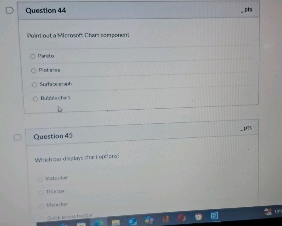 Question 44 Point out a Microsoft Chart