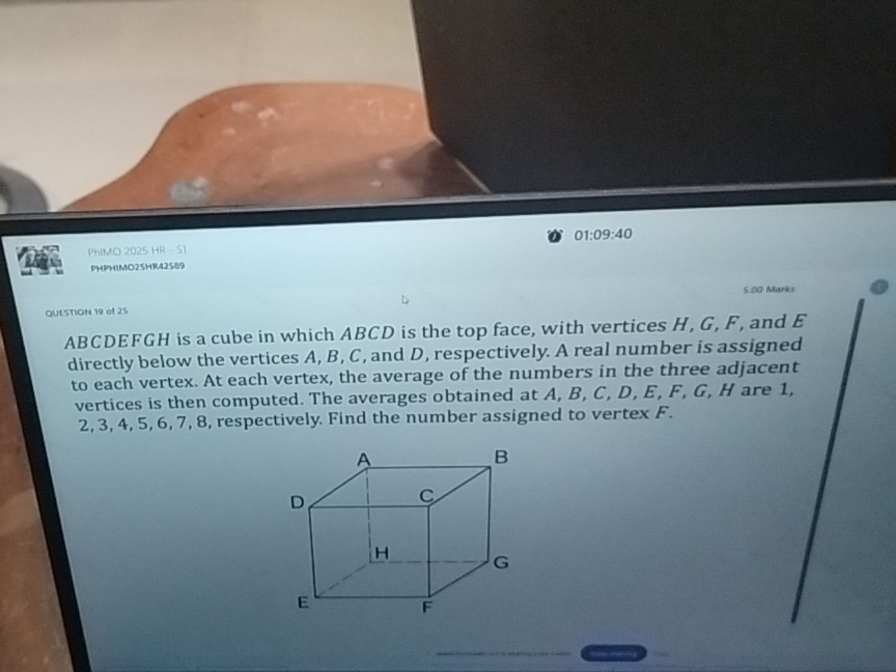 ABCDEFGH is a cube in which ABCD is the top | StudyX