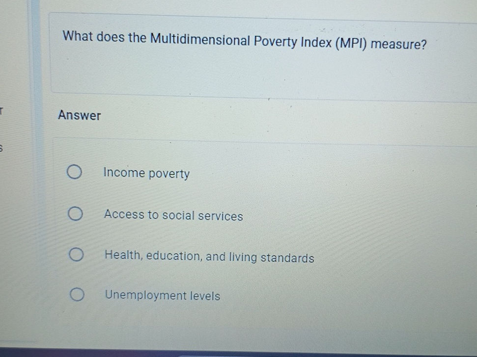 What does the Multidimensional Poverty Index | StudyX