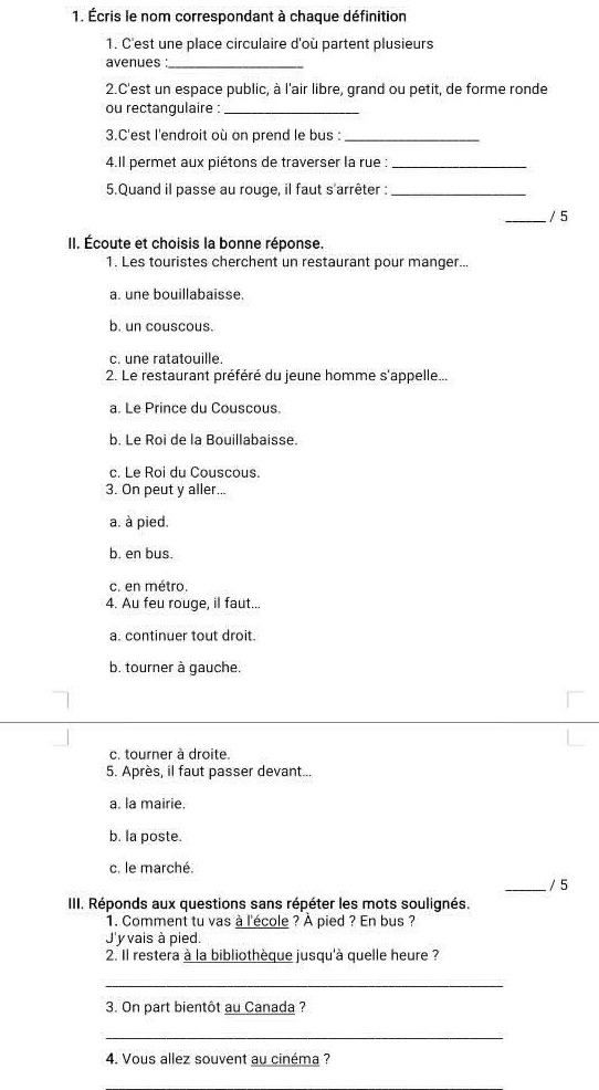 1. Écris le nom correspondant à chaque | StudyX